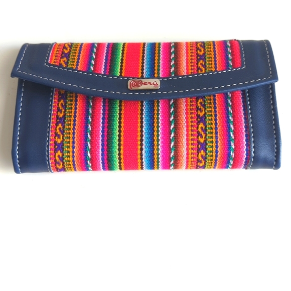 Peru | Bags | Tri Fold Lon Wallet Made From Peruvian Manta And Faux ...